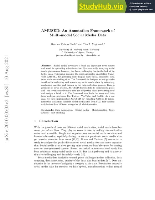 Amused An Annotation Framework Of Multi Modal Social Media Data Pdf