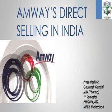 Amway’s direct selling in india | PPTX