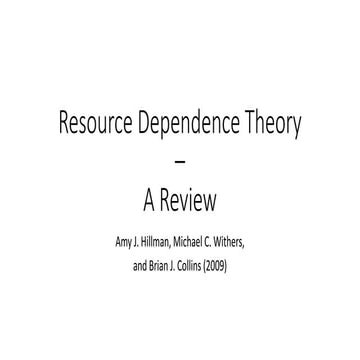 Amy hillman, michael withers, and brian collins(2009) resource dependence theory a review | PPTX