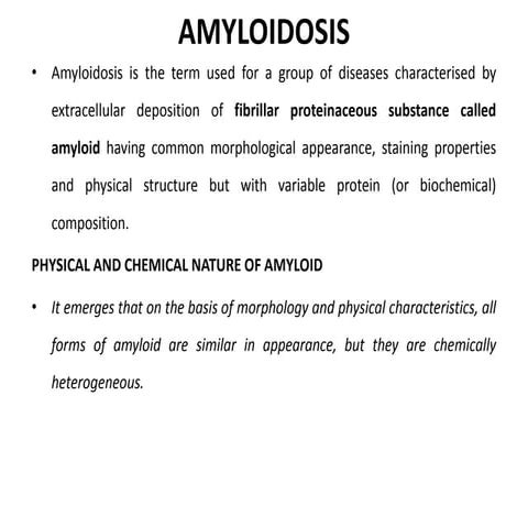 Amyloidosis - pathophysiology (PHARM D) | PPTX