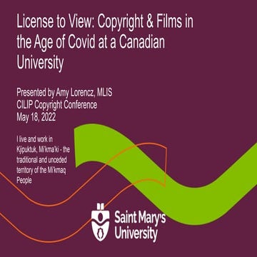 License to View: Copyright & Films in the Age of Covid at a Canadian ...