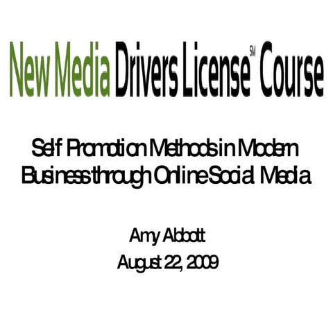 Self Promotion through Online Social Media | PPT