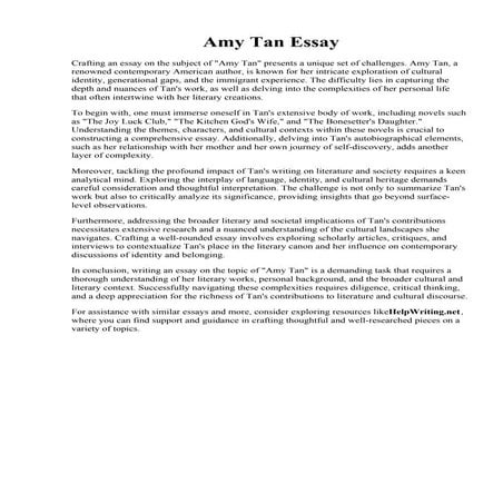 Amy Tan Essay | PDF