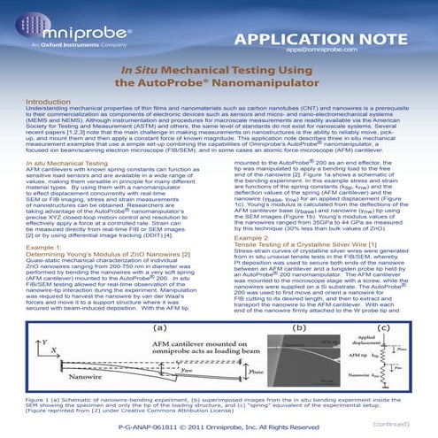 Application Note: Nanomechanical Tests Using a Nanomanipulator | PDF