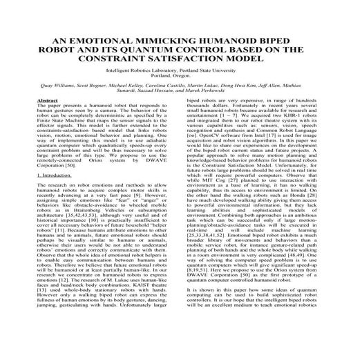 An Emotional Mimicking Humanoid Biped Robot And Its Quantum Pdf