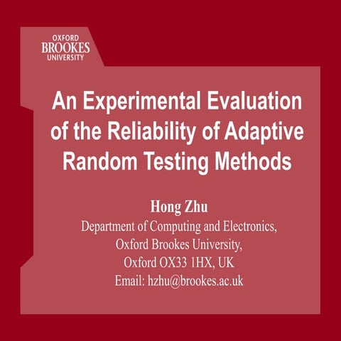 An Experimental Evaluation Of The Reliability Ppt