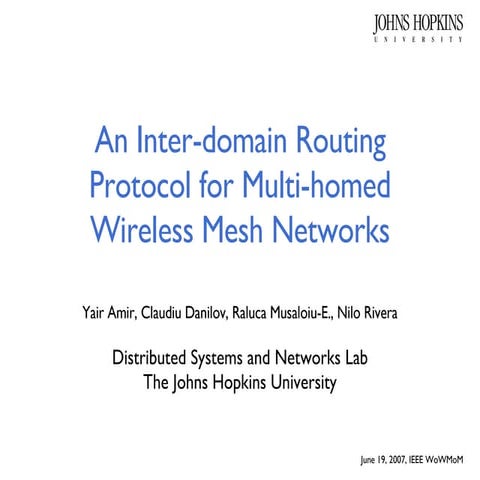 An Inter Domain Routing Protocol For Multi Homed Wireless Mesh Networks