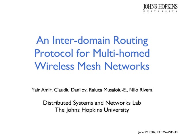 An Inter Domain Routing Protocol For Multi Homed Wireless Mesh Networks