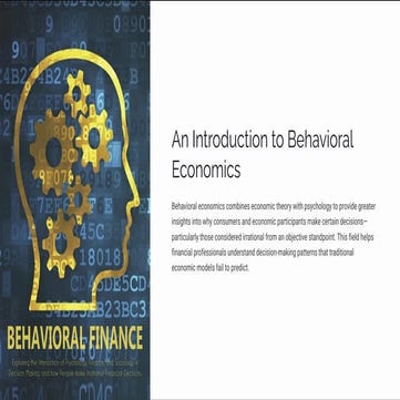 An Introduction into Behavioral Economics | PDF