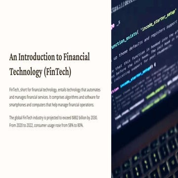 An Introduction to Financial Technology (FinTech) | PDF