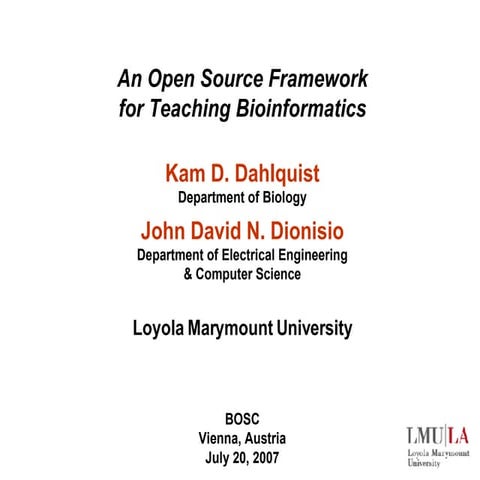 An Open Source Framework For Teaching Bioinformatics Ppt 0659