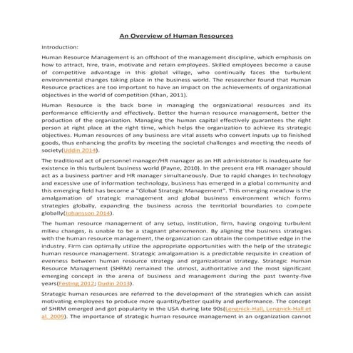 An overview of human resources | PDF