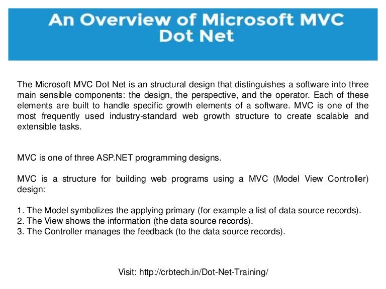 An Overview of Microsoft MVC Dot Net