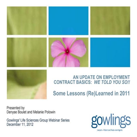 An Update on Employment Contract Basics: We Told You So!!! | PPT