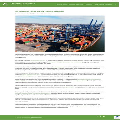 An Update on Tariffs and the Ongoing Trade War [Appraisal Economics] | PDF