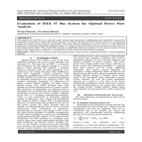 Evaluation of IEEE 57 Bus System for Optimal Power Flow Analysis | PDF