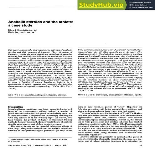 Anabolic Steroids And The Athlete A Case Study | PDF