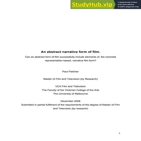 An Abstract Narrative Form Of Film | PDF