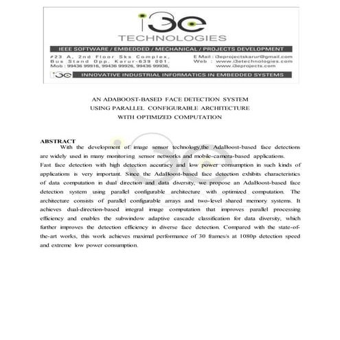 An Adaboost Based Face Detection System Using Parallel Configurable Architecture With Optimized