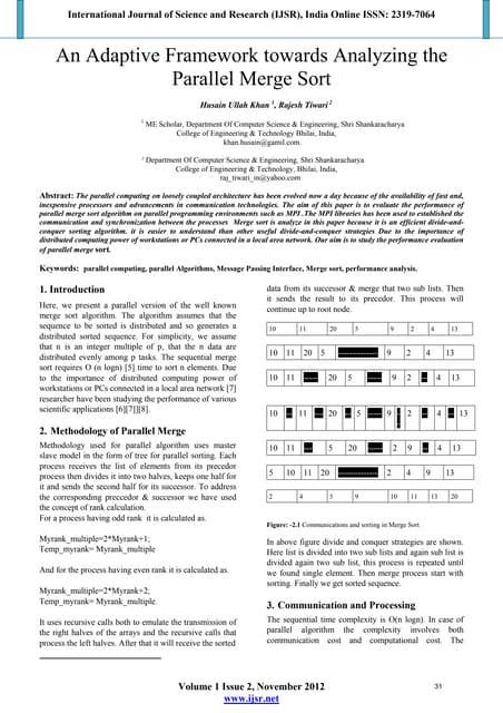 An Adaptive Framework Towards Analyzing The Parallel Merge Sort Pdf