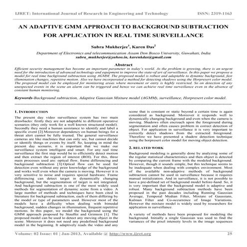 An adaptive gmm approach to background subtraction for application in ...