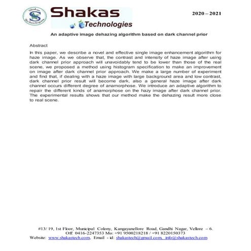 An adaptive image dehazing algorithm based on dark channel prior | PDF