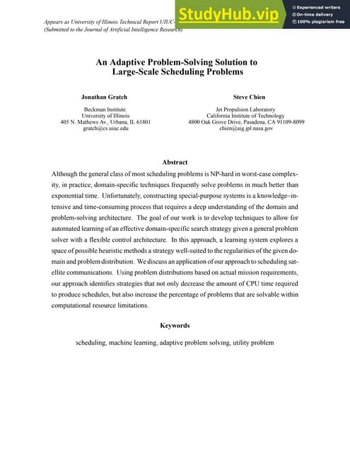 An Adaptive Problem Solving Solution To Large Scale Scheduling Problems