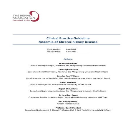 ANEMIA IN CHRONIC KIDNEY DISEASE,NEPHROLOGY | PDF