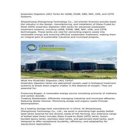 Anaerobic Digestion (AD) Tanks for UASB, EGSB, SBR, BAF, USR, and CSTR Systems.docx