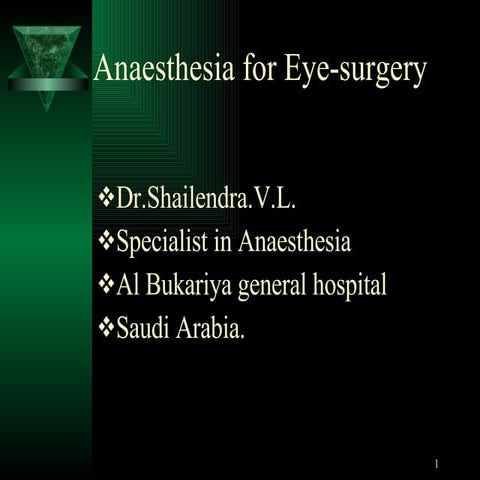 Anaesthesia For Eye Surgery | PPT