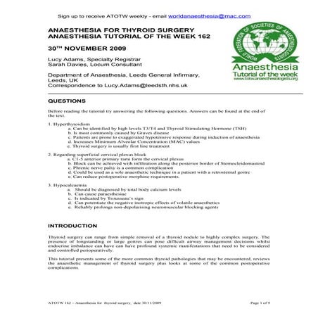 Anaesthesia for thyroid_surgery_totw_162_2009 | PDF