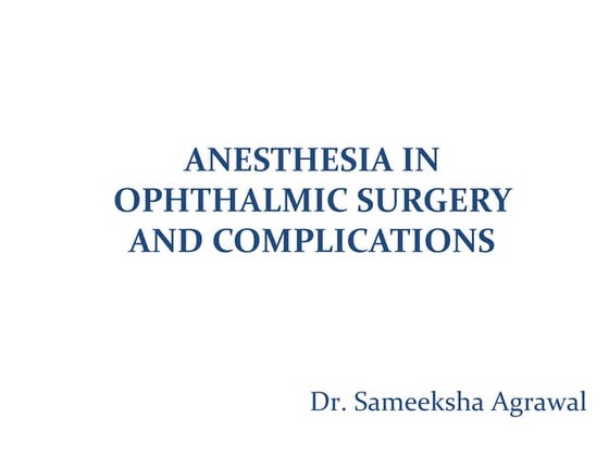 Anaesthesia for cataract surgery | PPT