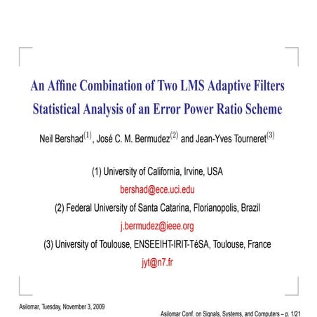 An Affine Combination Of Two Lms Adaptive Filters Ppt
