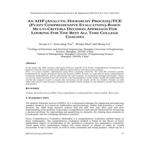 An Ahp Analytic Hierarchy Process Fce Fuzzy Comprehensive Evaluation