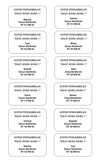 Kupon sembako | DOCX