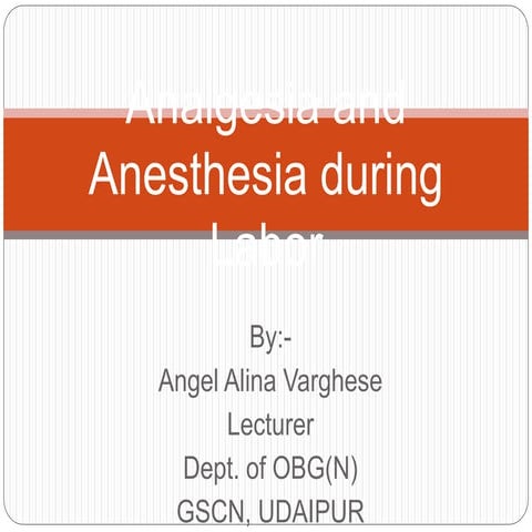 Analgesia and anesthesia in labor | PPTX