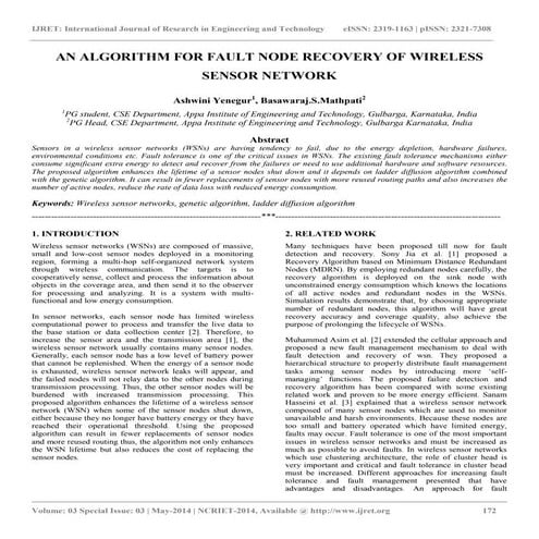 An Algorithm For Fault Node Recovery Of Wireless Sensor Network Pdf
