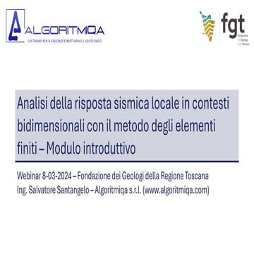 Analisi della risposta sismica locale in contesti bidimensionali con il ...