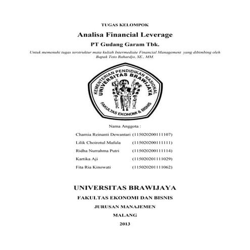 Analisa leverage pt gudang garam | PDF