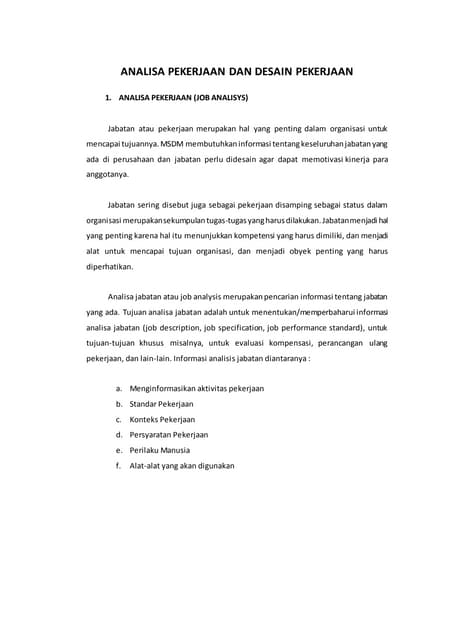 ANALISIS PEKERJAAN | PPTX
