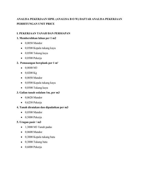 Analisa harga pekerjaan bronjong | PDF
