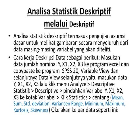 Analisa statistik deskriptif (deskpritive) | PPT