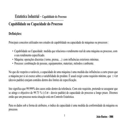 Analise de capabilidade do processo | PDF