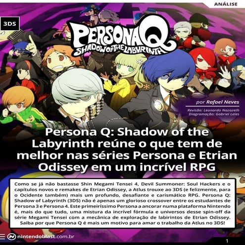[Análise] Persona Q: Shadow of the Labyrinth (3DS) | PDF