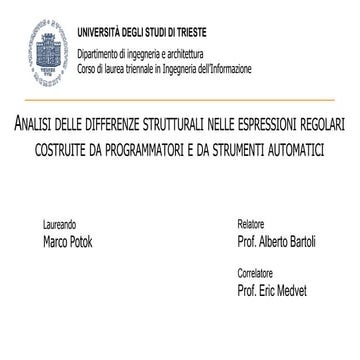 Analisi Delle Differenze Strutturali Nelle Espressioni Regolari