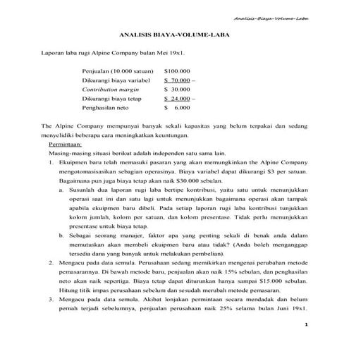 Analisis biaya-volume-laba | PDF