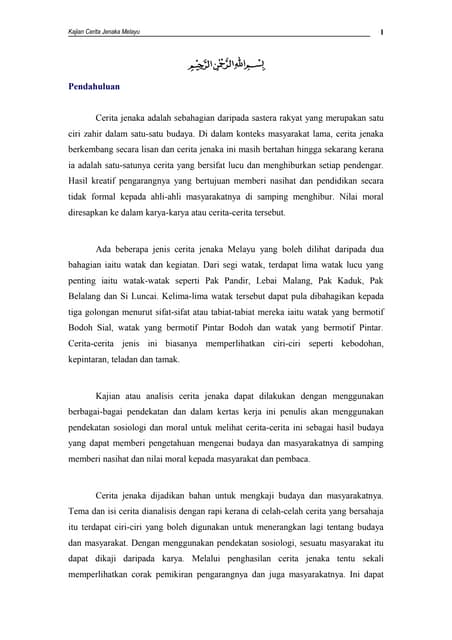 Cerita Penglipur Lara (SASTERA RAKYAT) | DOCX