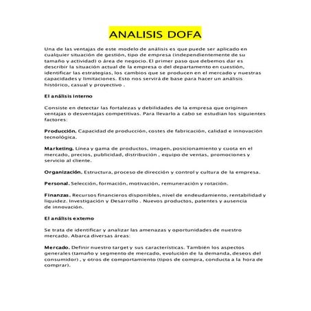 Analisis dofa | DOCX