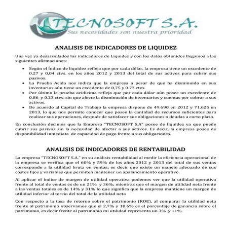 Analisis Indicadores Financieros | PDF