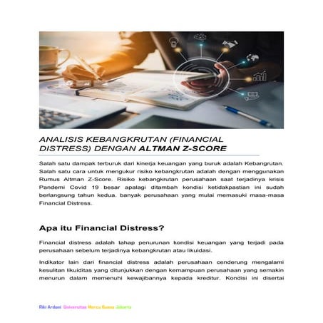Analisis Kebangkrutan (Financial Distress) dengan Altman Z-Score - RIKI ARDONI | PDF